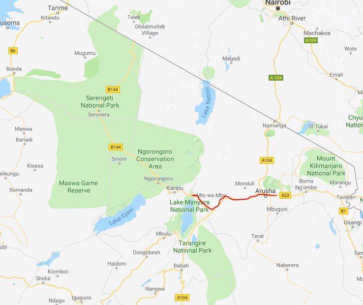 Route And Distance Between Different Tanzania Attractions | Tanzania